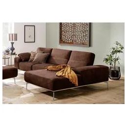 Ecksofa W.Schillig "run, Designsofa mit tollem Sitzkomfort, bequem, L-Form", braun (espresso s37), B:319cm H:88cm T:178cm, Longlife Xtra-Leder Z73: Naturwalkleder der Luxusklasse aus den erlesensten Rohhäuten. Hautstärke 1, 1 u2013 1, 3 mm, ROHLEDER Jacquard-Flachgewebe Q2 W60 (63% Polyester, 37% Polyacryl), ROHLEDER Chenille-Flachgewebe Q2 W77 (68% Polyacryl, 32% Polyester), Stoff S37 (100% Polye