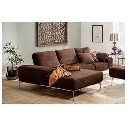 Ecksofa W.Schillig "run, Designsofa mit tollem Sitzkomfort, bequem, L-Form", braun (espresso s37), B:319cm H:88cm T:178cm, Longlife Xtra-Leder Z73: Naturwalkleder der Luxusklasse aus den erlesensten Rohhäuten. Hautstärke 1, 1 u2013 1, 3 mm, ROHLEDER Jacquard-Flachgewebe Q2 W60 (63% Polyester, 37% Polyacryl), ROHLEDER Chenille-Flachgewebe Q2 W77 (68% Polyacryl, 32% Polyester), Stoff S37 (100% Polye