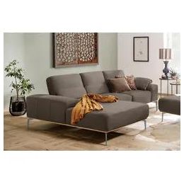 Ecksofa W.Schillig "run, Designsofa mit tollem Sitzkomfort, bequem, L-Form", braun (stone w82), B:279cm H:88cm T:178cm, Longlife Xtra-Leder Z73: Naturwalkleder der Luxusklasse aus den erlesensten Rohhäuten. Hautstärke 1, 1 u2013 1, 3 mm, ROHLEDER Jacquard-Flachgewebe Q2 W60 (63% Polyester, 37% Polyacryl), ROHLEDER Chenille-Flachgewebe Q2 W77 (68% Polyacryl, 32% Polyester), Stoff S37 (100% Polyeste