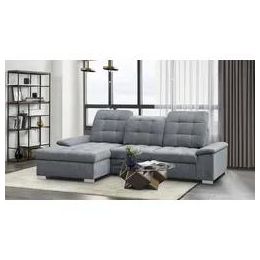 Ecksofa WERK2 "Carmen L-Form", grau, B:264cm H:105cm T:170cm, 95% Polyester, 5% Nylon, Sofas, Sofa, Eckcouch mit Schlaffunktion, Bettkasten, Sitztiefenverstellung, Topseller