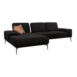 Ecksofa W.Schillig "run, Designsofa mit tollem Sitzkomfort, bequem, L-Form", schwarz (midnight w82), B:279cm H:88cm T:178cm, Longlife Xtra-Leder Z73: Naturwalkleder der Luxusklasse aus den erlesensten Rohhäuten. Hautstärke 1, 1 u2013 1, 3 mm, ROHLEDER Jacquard-Flachgewebe Q2 W60 (63% Polyester, 37% Polyacryl), ROHLEDER Chenille-Flachgewebe Q2 W77 (68% Polyacryl, 32% Polyester), Stoff S37 (100% Pol