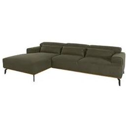 Ecksofa Places of Style "Carlo L-Form", grün (olive), B:285cm H:74cm T:171cm, Sofas, Kopfteilverstellung