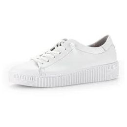 Slip-On Sneaker Gabor, Damen, Gr. 42, weiß, Leder, sportlich, Schuhe, mit Gummizug als Zierschnürung, Freizeitschuh, Halbschuh, Schnürschuh