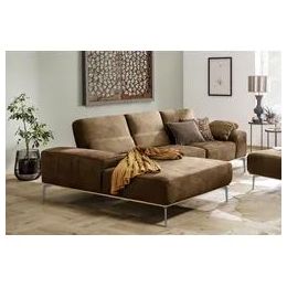 Ecksofa W.Schillig "run, Designsofa mit tollem Sitzkomfort, bequem, L-Form", braun (chocolate s37), B:279cm H:88cm T:178cm, Longlife Xtra-Leder Z73: Naturwalkleder der Luxusklasse aus den erlesensten Rohhäuten. Hautstärke 1, 1 u2013 1, 3 mm, ROHLEDER Jacquard-Flachgewebe Q2 W60 (63% Polyester, 37% Polyacryl), ROHLEDER Chenille-Flachgewebe Q2 W77 (68% Polyacryl, 32% Polyester), Stoff S37 (100% Poly