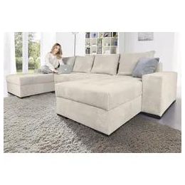 Wohnlandschaft Collection AB "Josy U-Form", beige, B:313cm H:84cm T:161cm, 100% Polyester, Sofas, mit Schlaffunktion, Bettkasten und Zierkissen, mit 2 Recamieren, Topseller