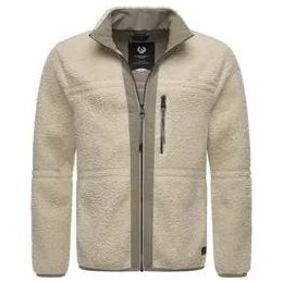 Plüschjacke Ragwear "Noory", Herren, Gr. XXL (56), beige (ecru), Plüsch, Material: 100% Polyester, sportlich, gerade hüftlang, hoch geschlossener Ausschnitt, Langarm Ärmel ohne Ärmelschlitz abgesteppte Kante, Jacken, Herren Basic Teddy-Fleece Jacke