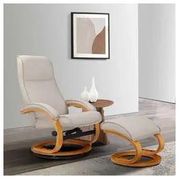 Relaxsessel Home Affaire "Paris TV-Sessel, Sessel mit Hocker, Wohnzimmer, Schlaffunktion manuell", beige, B:67cm H:107cm T:78cm, Webstoff (100% Polyester), Sessel, verstellbar, Microfaser, NaturLEDER, Webstoff, Sitzhöhe 46 cm