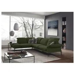 Ecksofa W.Schillig "sherry, Designsofa mit tollem Sitzkomfort, elegant und zeitlos, L-Form", grün (moos grün v39), B:302cm H:81cm T:230cm, Longlife Xtra-Leder Z69: Das feinnarbige, gedeckte Softleder Z69 besticht durch seine außergewöhnliche Weichheit im trendigen u00bbVintage-Looku00ab, Hautstärke 0, 9 - 1, 1 mm, Schlingenpolgewebe W82 (74% Polyacryl, 26% Polyester), Chenillegewebe V34 (52% Polye