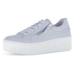 Plateausneaker Gabor, Damen, Gr. 43, blau (hellblau), Glattleder, unifarben, sportlich, Schuhe, Freizeitschuh, Halbschuh, Schnürschuh mit Gabor Best Fitting