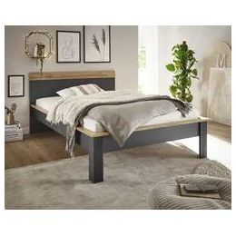 Einzelbett Home Affaire "WESTMINSTER Bett im Landhausstil, Doppelbett, Bettgestell", grau (grau dunkel, grau dunkel, eiche wotan dekor), B:157cm H:94cm L:210cm, Betten, mit dekorativer Rillenfräsungen