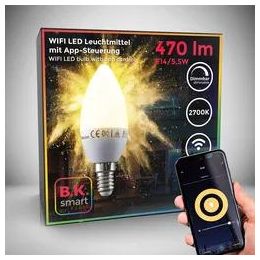 B.K.LICHT LED-Leuchtmittel, F (A-G), weiß, L:10,7cm Ø:3,7cm, Leuchtmittel, Smart Home LED-Lampe, RGB, WiFi, App-Steuerung, dimmbar