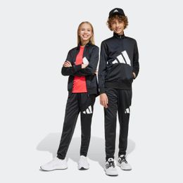 Trainingsanzug adidas Sportswear "J BL TR TS 205", Kinder, Gr. 140, schwarz-weiß (schwarz, weiß), Obermaterial: 100% Polyester, sportlich, Sportanzüge