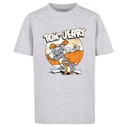 T-Shirt ABSOLUTE CULT "ABSOLUTE CULT Herren Kids Tom and Jerry - Baseball Basic T-Shirt", Jungen, Gr. 146/152, grau (erdgrau), 100% Baumwolle, bedruckt, casual, relaxed fit, Rundhals, Kurzarm, Shirts