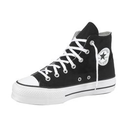 Sneaker Converse "CHUCK TAYLOR ALL STAR PLATFORM CANVAS", Gr. 39,5, schwarz-weiß (schwarz, weiß), Textil, Sportlich, Schuhe