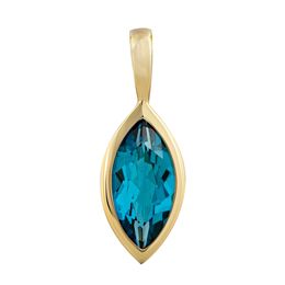 OROLINO Damen Kettenanh&auml;nger "585 Gold mit Blautopas (beh.) Navette-Schliff", one-size, Gold, 0,5 g, gelb, Gold, Schmuckanh&auml;nger