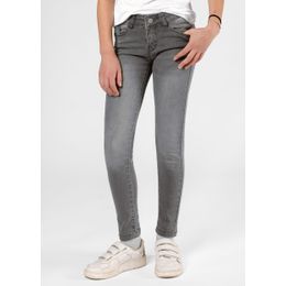 STACCATO Mädchen Regular-fit-Jeans "LISA", grau, Basic, Gr. 164, Crinkleoptik, Oberstoff: 70% Baumwolle, 28% Polyester, 2% Elasthan., Jeans, Regular