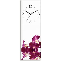 Wanduhr Artland, B:20cm H:60cm T:1,8cm, lila, Wohnzimmer, Wanduhren, "Phalaenopsis Orchidee", wahlweise mit Quarz- oder Funkuhrwerk, lautlos ohne