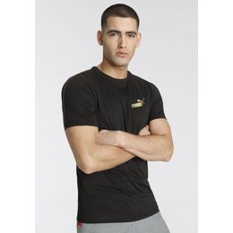 Puma Herren T-Shirt "ESS TAPE MINIMAL GOLD TEE", schwarz, Gr. L, unifarben, Jersey, Obermaterial: 100% Baumwolle, Shirts