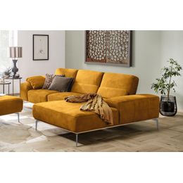 Ecksofa W.Schillig, B:299cm H:88cm T:178cm, gelb, Longlife Xtra-Leder Z73: Naturwalkleder der Luxusklasse aus den erlesensten Rohhäuten. Hautstärke
