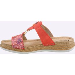 Fischer Damen Pantolette, Gr. 40, rot, Lederimitat, Schuhe