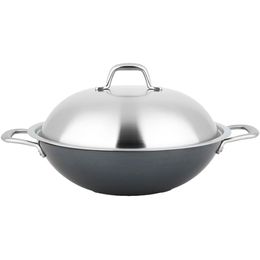 CS SOLINGEN Wok "Altena", Ø 32cm, silber, CARL SCHMIDT SOHN, Pfannen, Ø 32 cm, mit Deckel, Induktion
