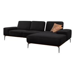 Ecksofa W.Schillig, B:279cm H:88cm T:178cm, schwarz, Longlife Xtra-Leder Z73: Naturwalkleder der Luxusklasse aus den erlesensten Rohhäuten.