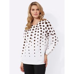 Classic Basics Damen Schlupfbluse, beige, Gr. 56, gemustert, gepunktet, 100% Polyester, Blusen