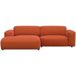 Ecksofa FLEXLUX, B:257cm H:73cm T:171cm, orange, 85% Polyester/15%Polyamide, Wohnzimmer, Sofas, "Lucera Chaislongue rechts oder links, L-Form,