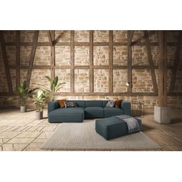 Ecksofa W.Schillig, B:341cm H:66cm T:164cm, blau, ROHLEDER Jacquard-Flachgewebe Q2 O10 (60% Polyacryl, 40% Polyester), Wohnzimmer, Sofas,