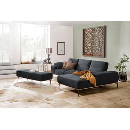 Ecksofa W.Schillig, B:299cm H:88cm T:178cm, schwarz, Longlife Xtra-Leder Z73: Naturwalkleder der Luxusklasse aus den erlesensten Rohhäuten.