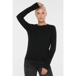 Damen Rundhalsshirt, schwarz, Gr. XXXL, SENSES.THE LABEL, unifarben, Material: 95% Baumwolle, 5% Elasthan, Shirts, mit Baumwolle