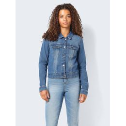 Noisy may Damen Jeansjacke "NMDEBRA L/S BLUE DENIM JACKET NOOS", blau, Gr. M, unifarben, Denim/Jeans, Obermaterial: 75% Baumwolle, 18% Polyester, 6%