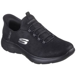 Skechers Damen Slip-On Sneaker "SUMMITS", Gr. 38, schwarz, Textil, unifarben, Schuhe, Slipper, Freizeitschuh, Halbschuh in veganer Verarbeitung