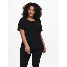 Only CARMAKOMA Damen Shirtbluse "CARVICA SS TOP WVN NOOS", schwarz, Gr. 54, unifarben, Web, Obermaterial: 97% Polyester, 3% Elasthan, Blusen