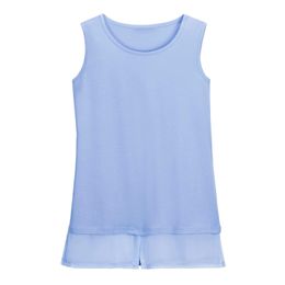 Classic Basics Damen 2-in-1-Top, blau, Gr. 40, unifarben, 100% Baumwolle, Chiffon:100% Polyester, Tops
