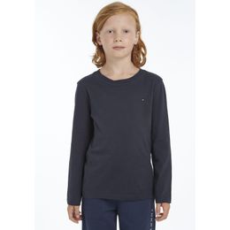 Tommy Hilfiger Jungen Langarmshirt "BOYS BASIC CN KNIT L/S", blau, Gr. 8, Obermaterial: 100% Baumwolle, Shirts