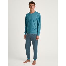 Calida Herren Schlafanzug "Relax Streamline 2", Gr. XXL, blau, Interlock, Obermaterial: 100% Baumwolle, gemustert, unifarben, Homewear-Sets, mit