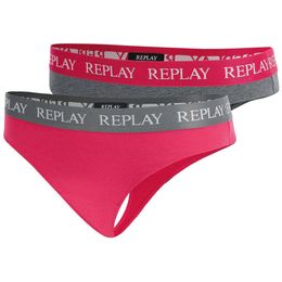 Replay Damen String "LADY STRING Style 1 T/C 2pcs waterfall pack", Gr. L, pink, Jersey, Obermaterial: 50% Viskose, 45% Baumwolle, 5% Elasthan,