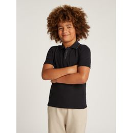 Jungen Poloshirt "EMBRO. CK LOGO PIQUE POLO", schwarz, Gr. 4, Calvin Klein Jeans, unifarben, Single Jersey, Obermaterial: 94% Baumwolle, 6% Elasthan,