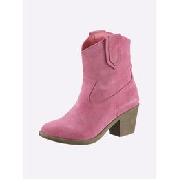 Heine Damen Stiefelette, Gr. 39, pink, Leder, Rindsleder, Veloursleder, Schuhe