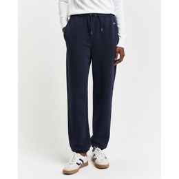 Gant Damen Sweathose "REG SHIELD SWEATPANTS", blau, Gr. L, Sweatware, Obermaterial: 87% Baumwolle, 13% Polyester, Hosen, Elastischer Bund mit