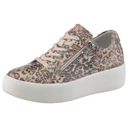 Waldl&auml;ufer WALDL&Auml;UFER Damen Plateausneaker "H-NICKY", Gr. 5, braun, Textil, animal-print, Schuhe, Freizeitschuh, Halbschuh, Schn&uuml;rschuh mit seitlichem