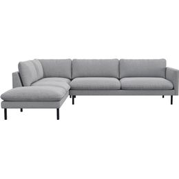Ecksofa FLEXLUX, B:295cm H:61cm T:222cm, grau, 100% Polyester, Wohnzimmer, Sofas, "Bolzano, elegant und bequem, L-Form", Sitzaufbau mit Kaltschaum &