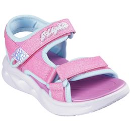 Skechers Kinder Sandale "SOLA GLOW SANDAL", Gr. 29, rosa, Lederimitat, Textil, Glitzer, kontrastfarbene Details, Schuhe, Klettschuh, mit Glitzer,