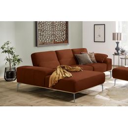 Ecksofa W.Schillig, B:279cm H:88cm T:178cm, orange, Longlife Xtra-Leder Z73: Naturwalkleder der Luxusklasse aus den erlesensten Rohhäuten. Hautstärke