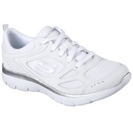 Skechers Damen Sneaker "SUMMITS-SUITED", Gr. 42, silber, Leder, Textil, Schuhe, Freizeitschuh, Trainingsschuh, Schnürschuh mit weicher Polsterung