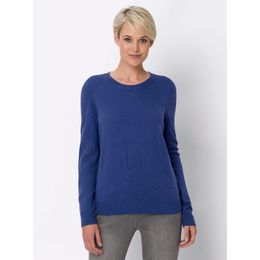Classic Basics Damen Rundhalspullover "Rundhals-Pullover", blau, Gr. 50, unifarben, 100% Polyacryl, Pullover