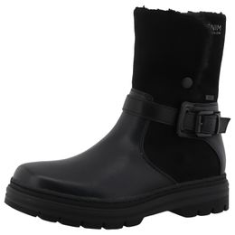 Tom Tailor Damen Winterstiefelette, Gr. 36, schwarz, Lederimitat, Textil, unifarben, Schuhe, Blockabsatz, Winterboots, Stiefelette mit Zierschnalle