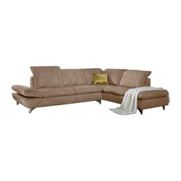 Ecksofa W.Schillig, B:296cm H:84cm T:242cm, braun, Longlife fabric Velourgewebe S41 (100% Polyester), Wohnzimmer, Sofas, "taoo, elegant und zeitlos,