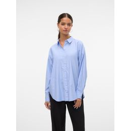 Véro Moda VERO MODA Damen Langarmbluse "VMFANNI LS SHIRT WVN GA NOOS", blau, Gr. M, gestreift, Web, Obermaterial: 55% Polyester, 45% Baumwolle, Blusen